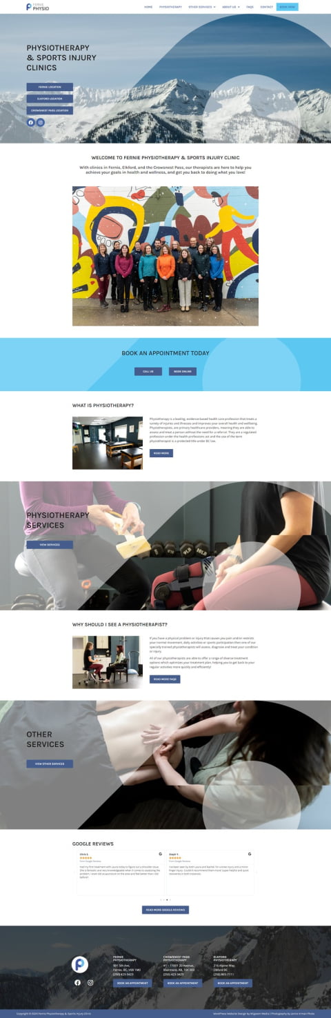 Fernie Physiotherapy Web Design - WordPress Web Design in Fernie BC | Wigwam Media